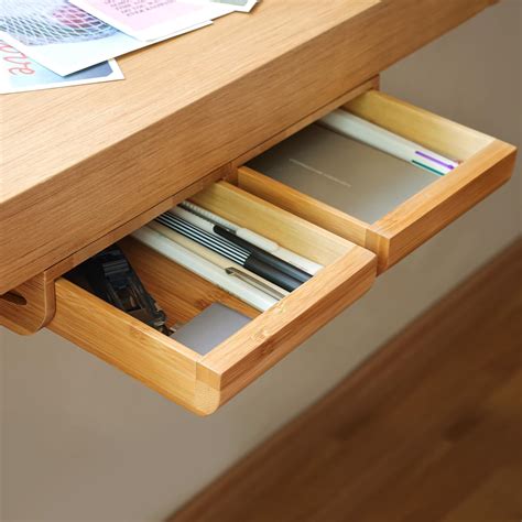 Under Desk Drawer Slide Out Wood Under Desk Storage