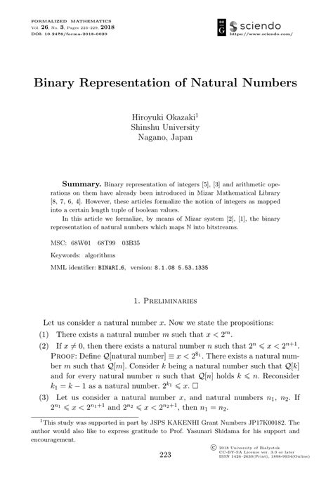 PDF Binary Representation Of Natural Numbers