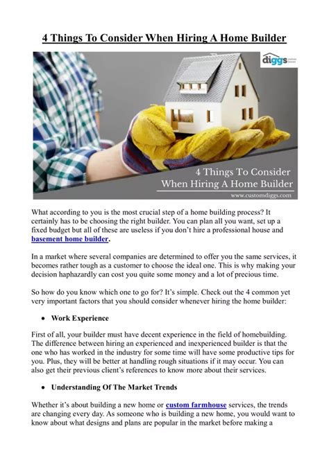 Ppt 4 Things To Consider When Hiring A Home Builder Powerpoint