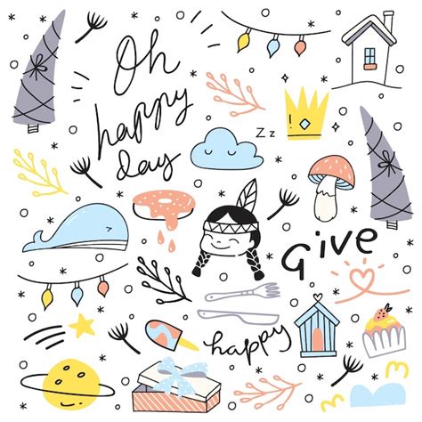 Premium Vector Set Of Cute Hand Drawn Doodles