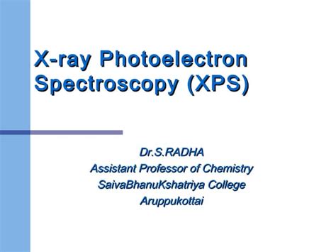 Photo Electron Spectroscopy Ppt