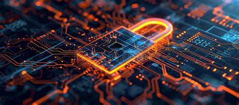 Glowing Padlock On Circuit Board Symbolizing Cybersecurity Data