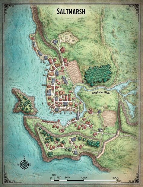Small Coastal Town Fantasy World Map Fantasy Map Dnd World Map