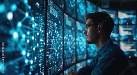 a focused data analyst observing and interpreting complex data