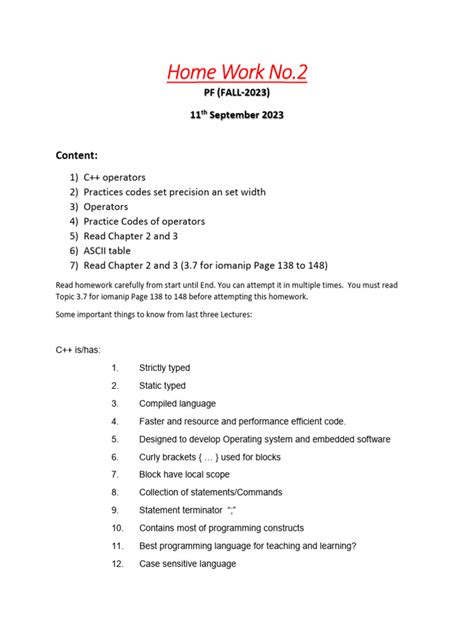 Home Work 2 Fall 2023 Pdf Namespace Integer Computer Science