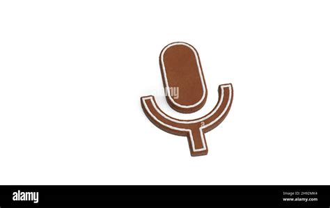 3d Rendering Of Gingerbread Cookie In Shape Of Symbol Of Microphone Isolated On White Background