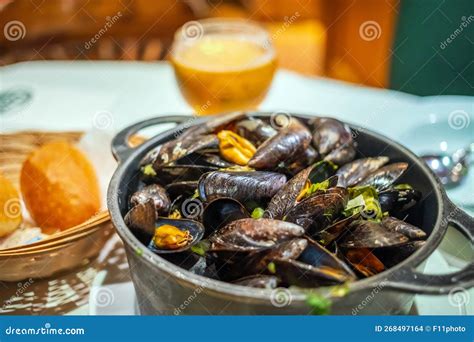 Traditional Belgian Steamed Mussels Belgium Stock Photo Image Of