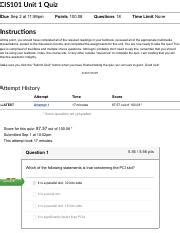 CIS101 Unit 1 Quiz 201808E OL CIS101 BO Computer Configuration I N Johnson Pdf CIS101 Unit 1