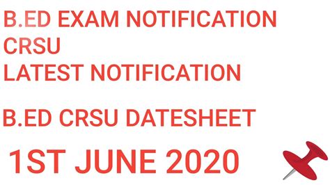Crsu B Ed Date Sheet Latest Update Youtube
