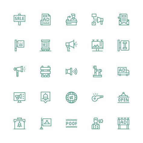 Announcement Featuring 25 Icons In Medium Stroke Outline Design Multi