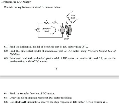Problem DC Motor Consider An Equivalent Circuit Of DC Motor Below Fixed Field R L T V