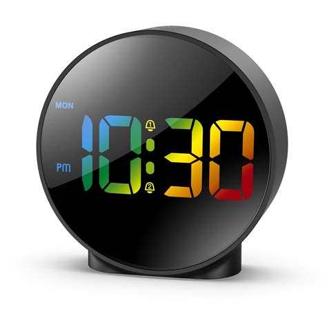 Alarm Clock Amir Black Clock Curved Led Display 2 Alarms Snooze 4