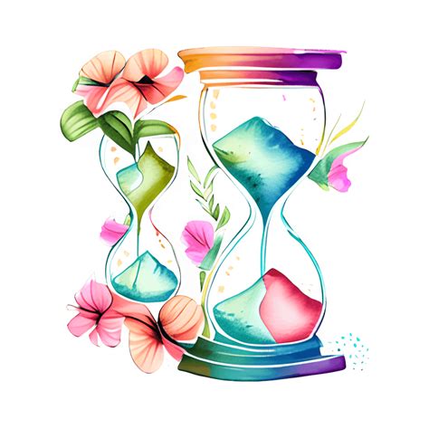 Watercolor Floral Hourglass Rectangle Magnet · Creative Fabrica