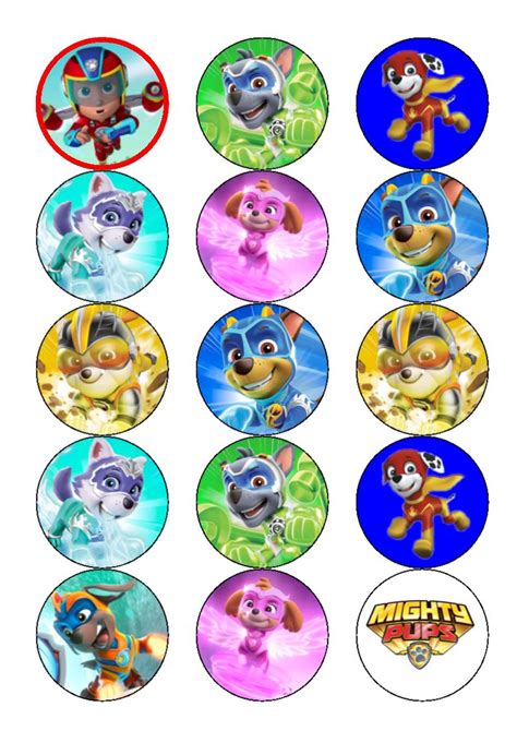 Printable Paw Patrol Mighty Pups Birthday Cake Topper