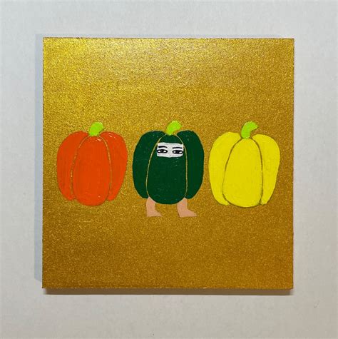 メルカリShops 295 メジェド様 ピーマンパプリカ エジプトアクリル画アート