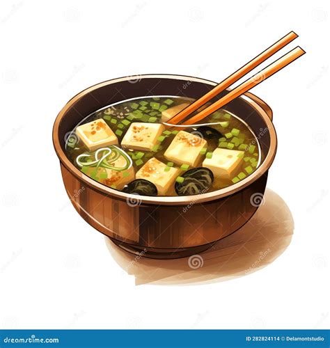 Foodjapanesemisosoupwatercolor12 Stock Illustration Illustration