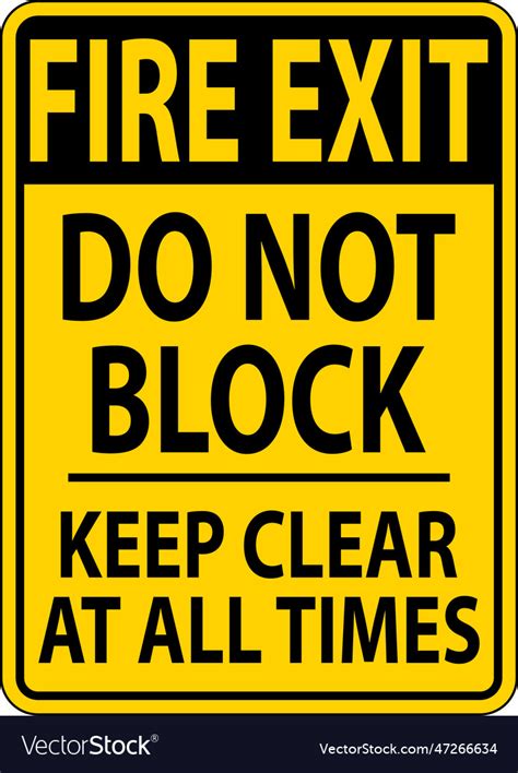 Fire Exit Do Not Block Keep Clear Sign Royalty Free Vector