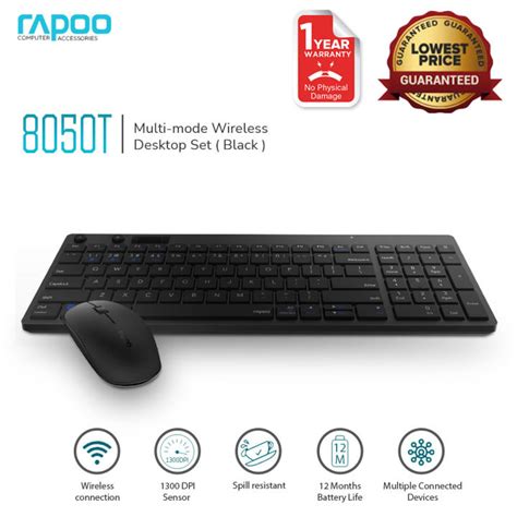RAPOO 8050T Bluetooth 3 0 Multi Mode 2 4G Wireless Keyboard Mouse Set Lazada PH