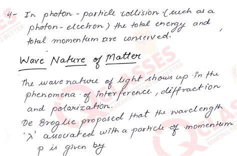 Class 12 ISC Physics Important Notes Chapter Matter Waves
