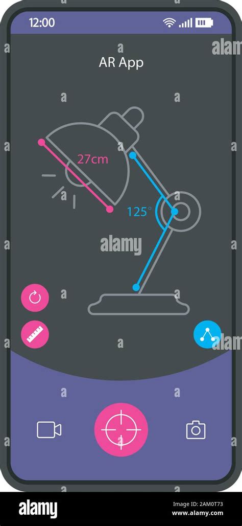 Ar App Smartphone Interface Vector Template Mobile Page Blue Design Layout Augmented Reality