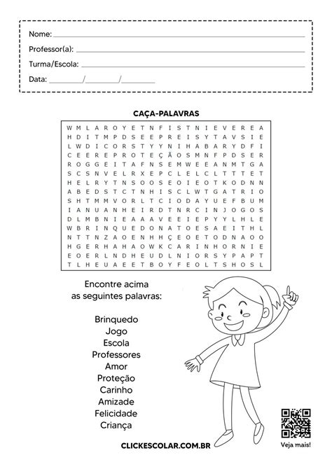 Caça Palavras Material Escolar Revoeduca