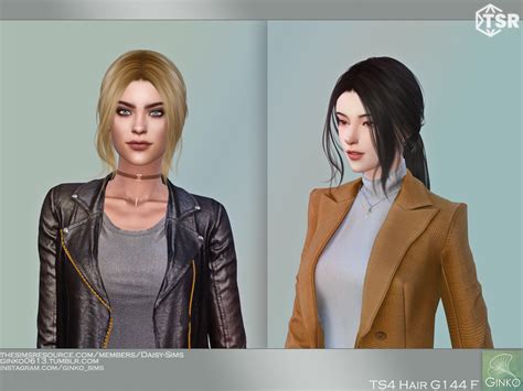 The Sims Resource Low Ponytail Hairstyle With Fringe G144 Low