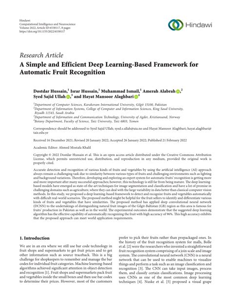 PDF A Simple And Efficient Deep Learning Based Framework For