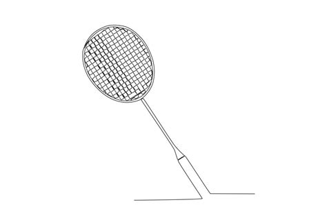 Vector Badminton Racket And Shuttlecock One Line Art Equipments For Badminton Game Vector