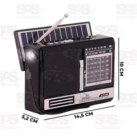 Rádio Retro Portátil 10w Com Painel Solar Grasep D Fs1608