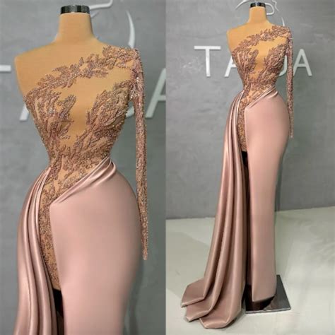 2023 Mermaid Prom Dresses Crystals Beaded Long Sleeves Overskirt Satin
