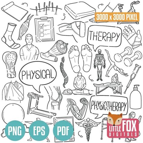 Physical Therapy Doodle Vector Icons Terapist Center Care Healthy