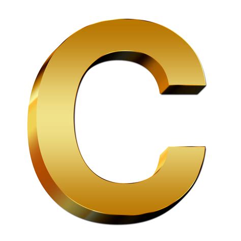 Large gold letter "C" on white background free image download