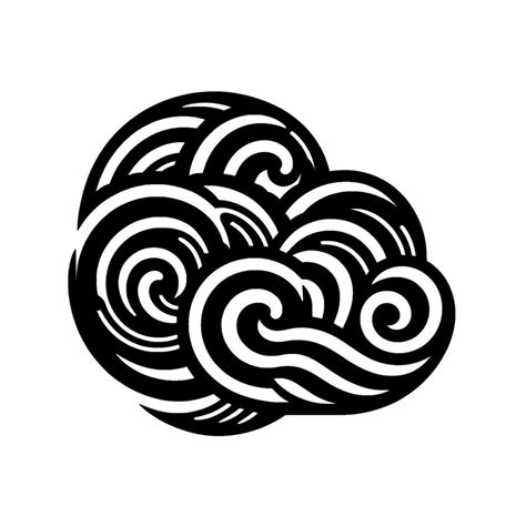 Abstract black and white swirling cloudlike with bold, curved lines, creating a dynamic, layered ...