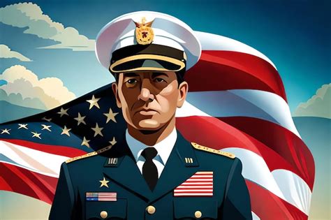 Premium Ai Image A Man In A Military Uniform Stands In Front Of An