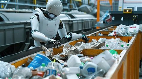 Robot Sorting Recycling In A Factory Premium Ai Generated Image