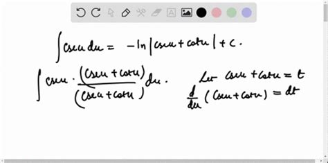 Solved Use Differentiation To Verify The Antiderivative Formula Int Csc U Cot U Csc U C