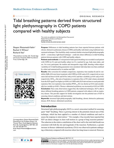 Pdf Tidal Breathing Patterns Derived From Structured Light