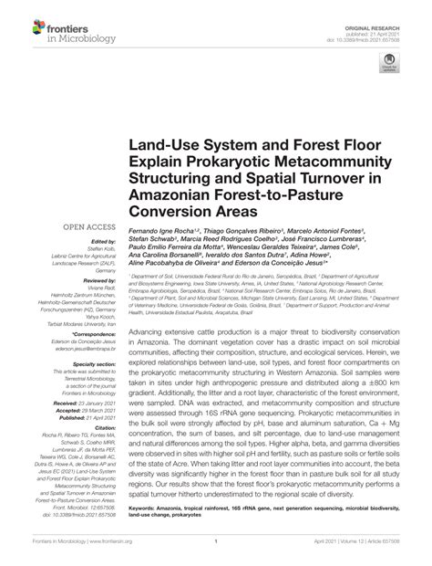 Pdf Land Use System And Forest Floor Explain Prokaryotic