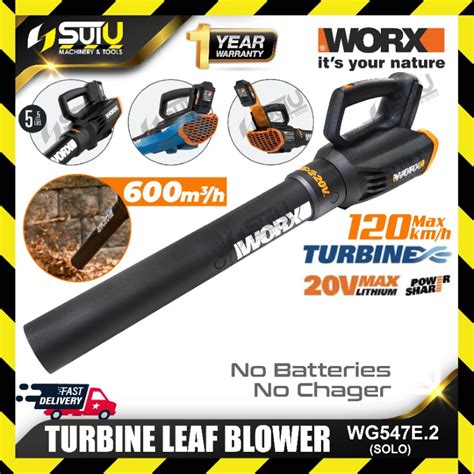 WORX WG E V Cordless Turbine Leaf Blower Solo Furniture Home Living Gardening