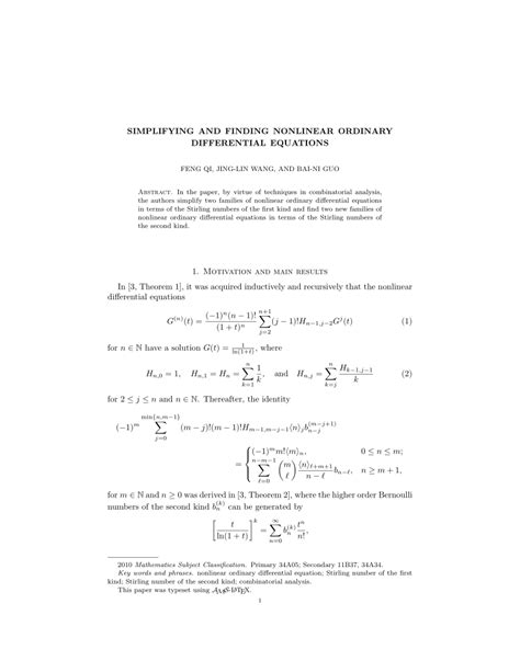 Pdf Simplifying And Finding Nonlinear Ordinary Differential Equations