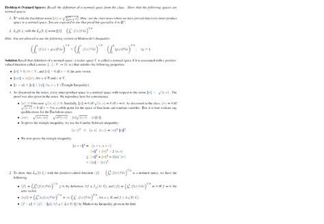 Solved Show That The Following Spaces Are Normed Spaces Chegg
