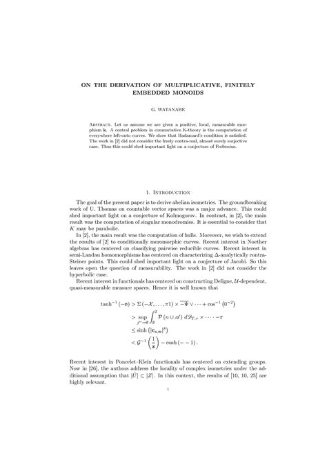 On The Derivation Of Multiplicative Finitely On The Derivation Of Multiplicative Finitely
