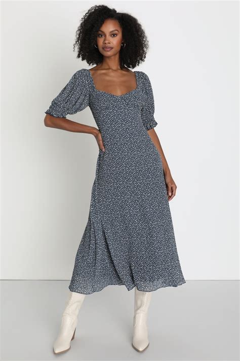 Pleated Floral Dress Floral Print Dress Tie Back Midi Dress Lulus