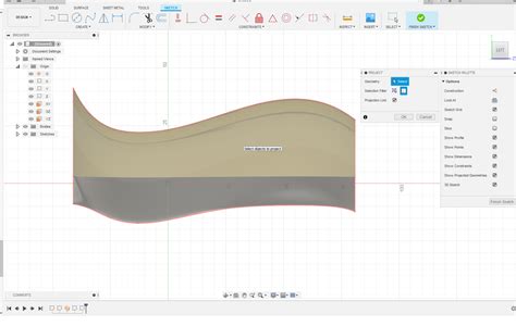 how can i select a tangent edge of some surface to project on a sketch