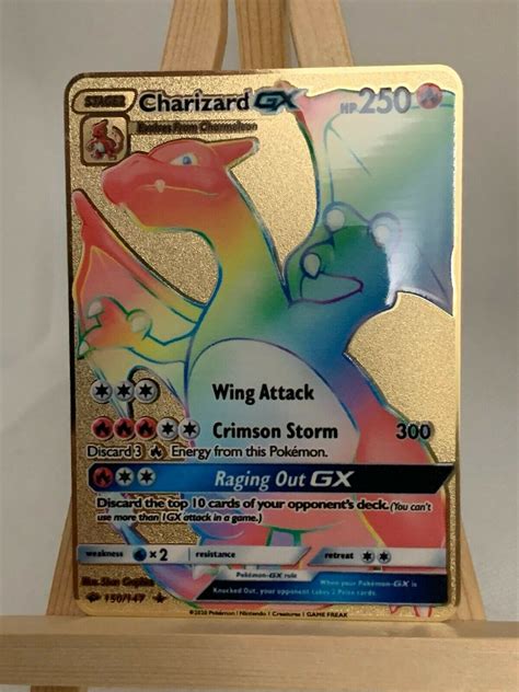 Charizard Gx Rainbow Secret Rare Burning Shadows Metal Gold Pokemon