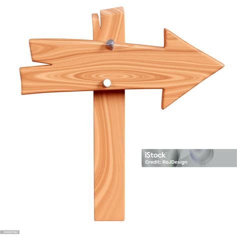 텍스트 상자 용 기둥에 균열과 못이있는 나무 화살표 명판 만화 3d 렌더링 그림 3차원 형태에 대한 스톡 사진 및 기타 이미지 3차원 형태 간판 갈색 Istock