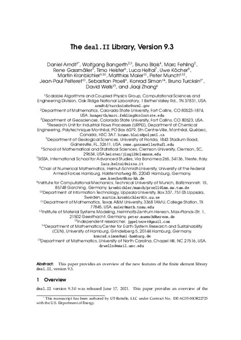 Pdf The Dealii Library Version 92