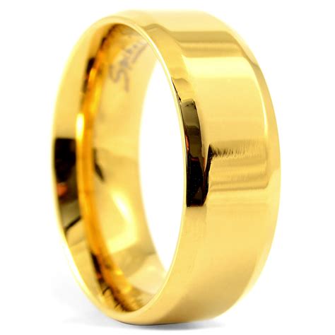8 Mm Polished Gold Tone Angular Ring In Stock Fort Tempus
