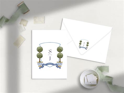 Chinoiserie Crest Monogram Crest Luxury Watercolor Crest Etsy