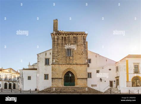 Downtown Of Faro With Se Cathedral In The Morning Algarve Portugal